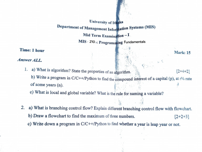 MIS 210 Mid-1 17th | PDF