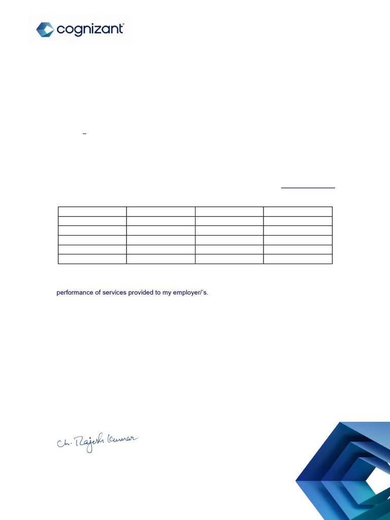 Cognizant Candidate Declaration Form | PDF