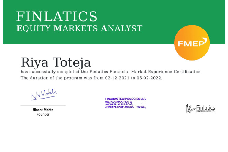 Https WWW - Finlatics.com Pdfs Certificates 35100 Certificate | PDF