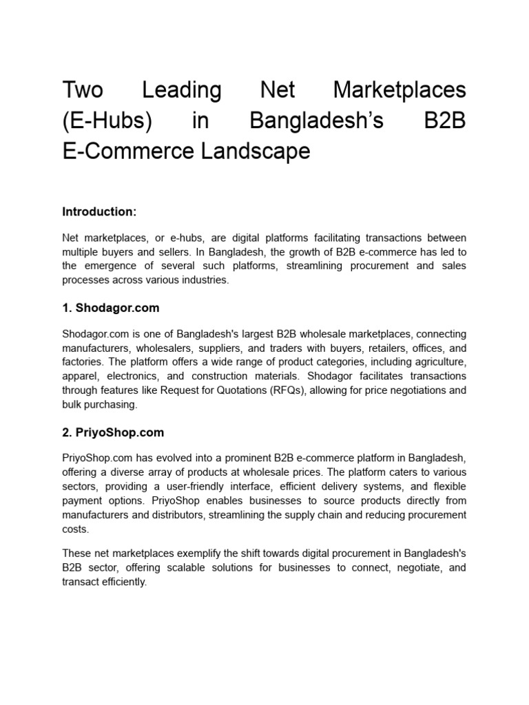 MIS 206 Assignment 4 B2B Net Marketplaces | PDF