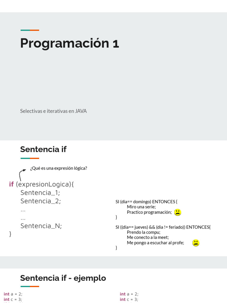 Clase 2 - Selectivas e Iterativas en JAVA | PDF | Programación de computadoras | Lógica matemática