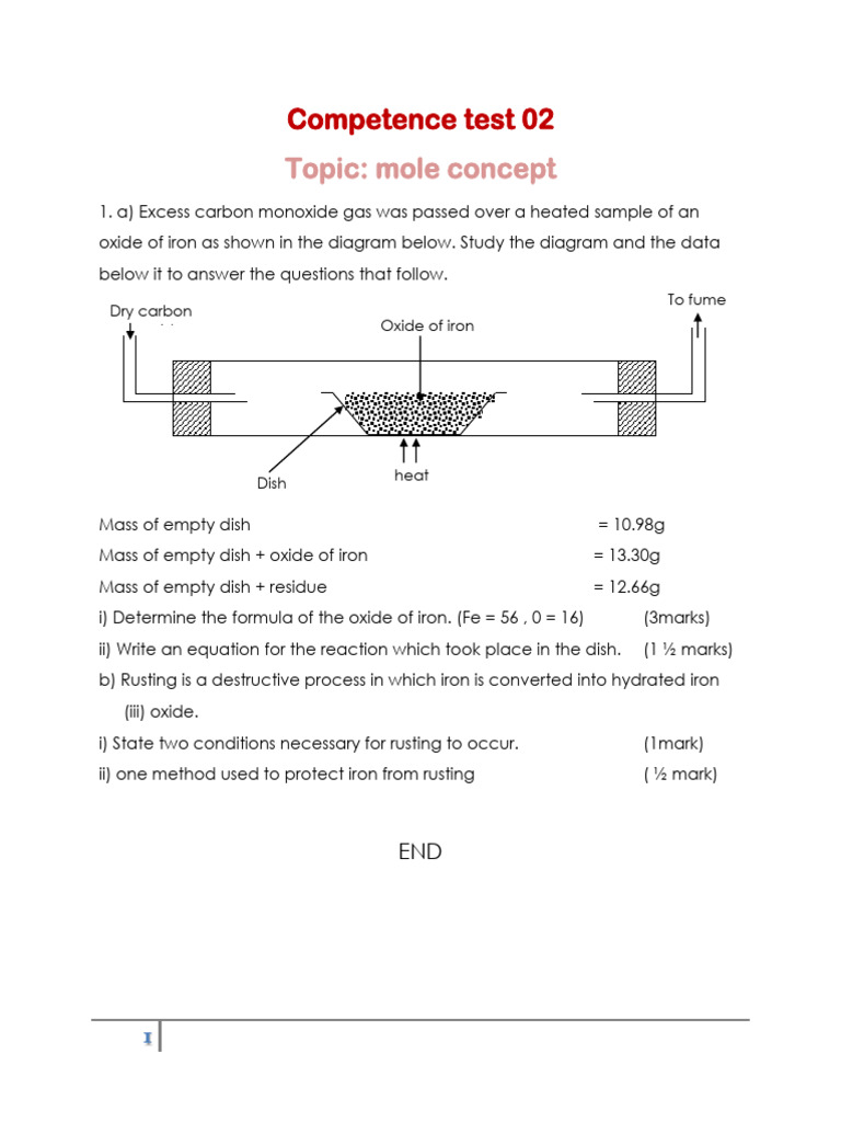 Mole Concept Competence Test | PDF