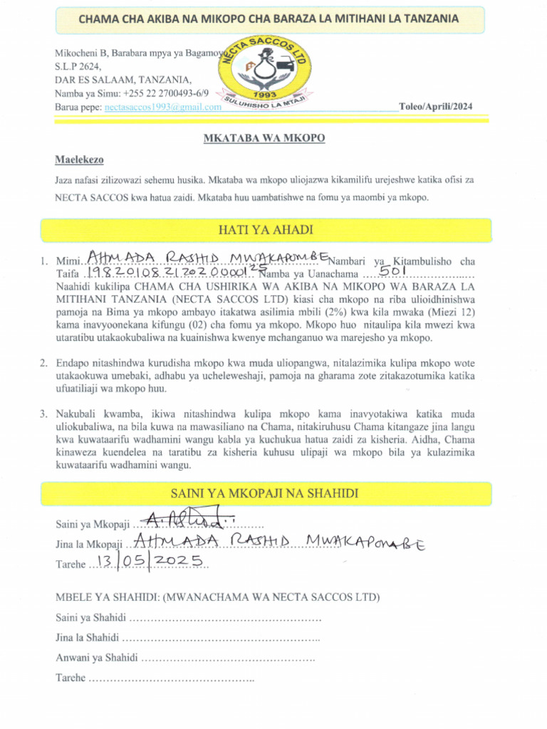 Chama Cha Ushirika | PDF