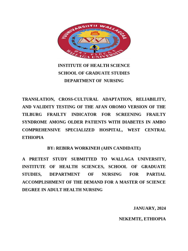 Afan Oromo Version of Tilburg Frailty Indicator | PDF | Validity ...
