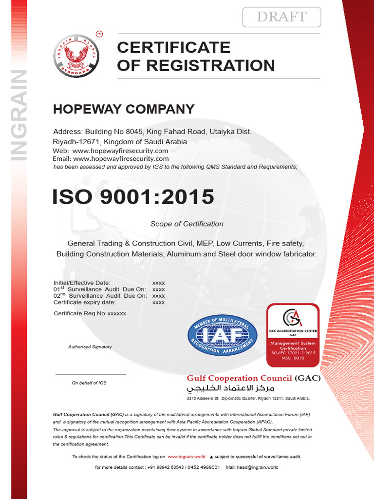 ISO 9001 DRAFT COPY - HOPEWAY COMPANY (1) Edited | PDF | Gulf ...