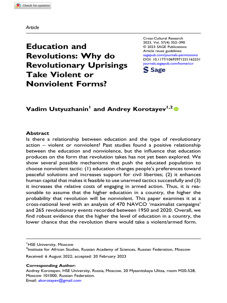 Ustyuzhanin Korotayev 2023 Education and Revolutions Why Do ...
