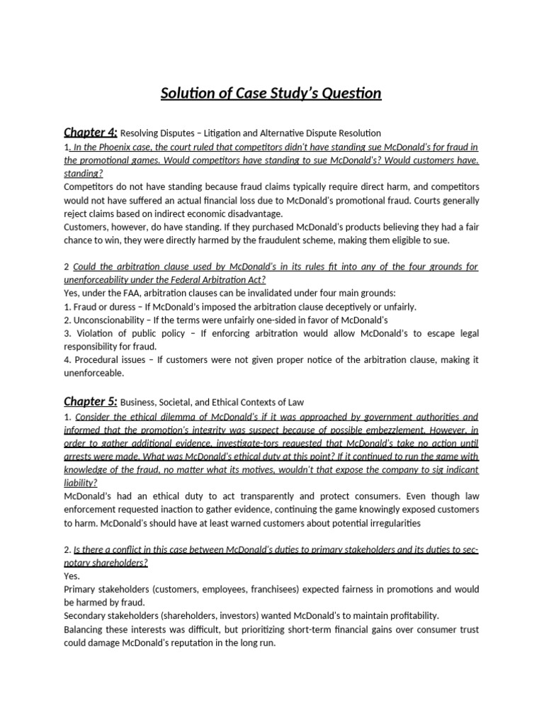 Law Assignment Case Study | PDF | Arbitration | Fraud