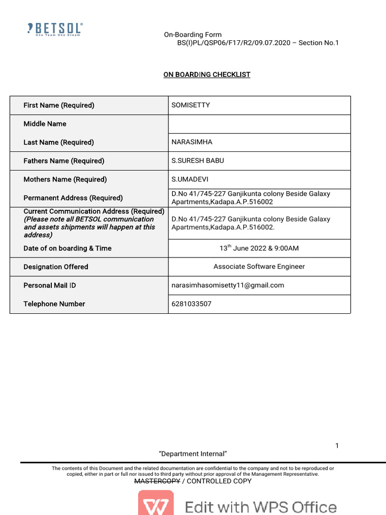 Onboarding Form | PDF