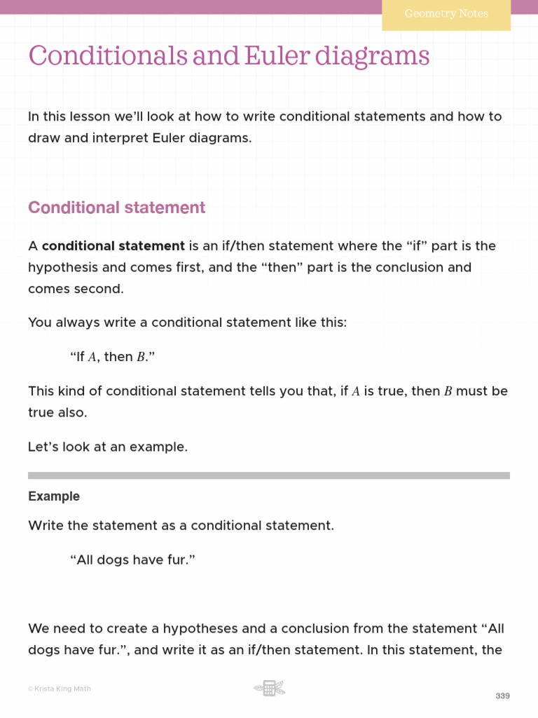 3.1 Conditional and Euler Diagrams PDF | PDF