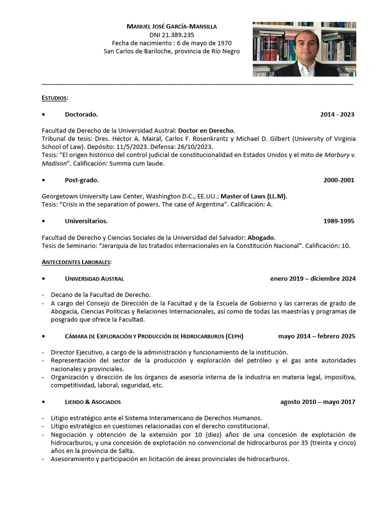 CV Ministro Manuel Garci¿a-Mansilla | PDF | Judicaturas | Constitución