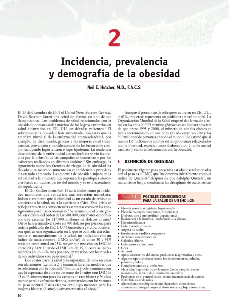 Cap Tulo 2 Incidencia Prevalencia y Demograf A de La Obesidad | PDF | Obesidad | Índice de masa ...