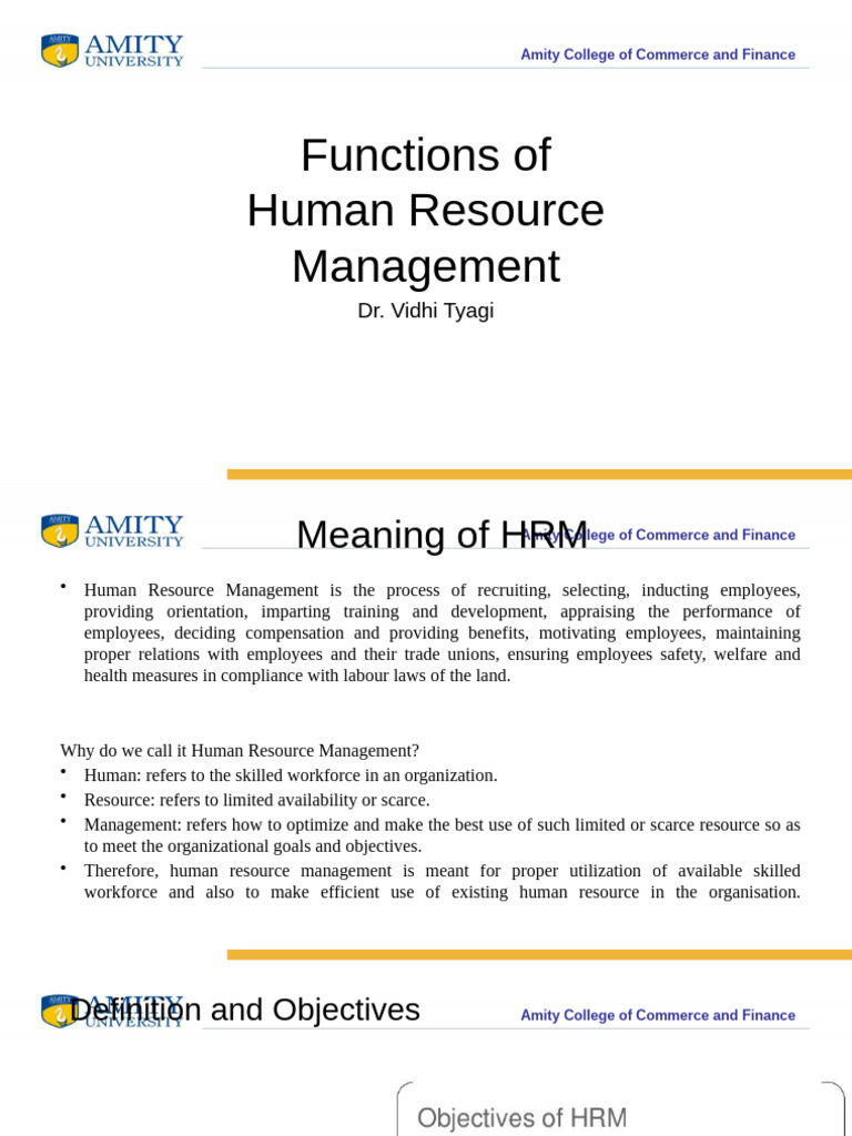 HRM - Concept, Obj, Functions, Roles, Diff Bet PM and HRM | PDF | Human ...