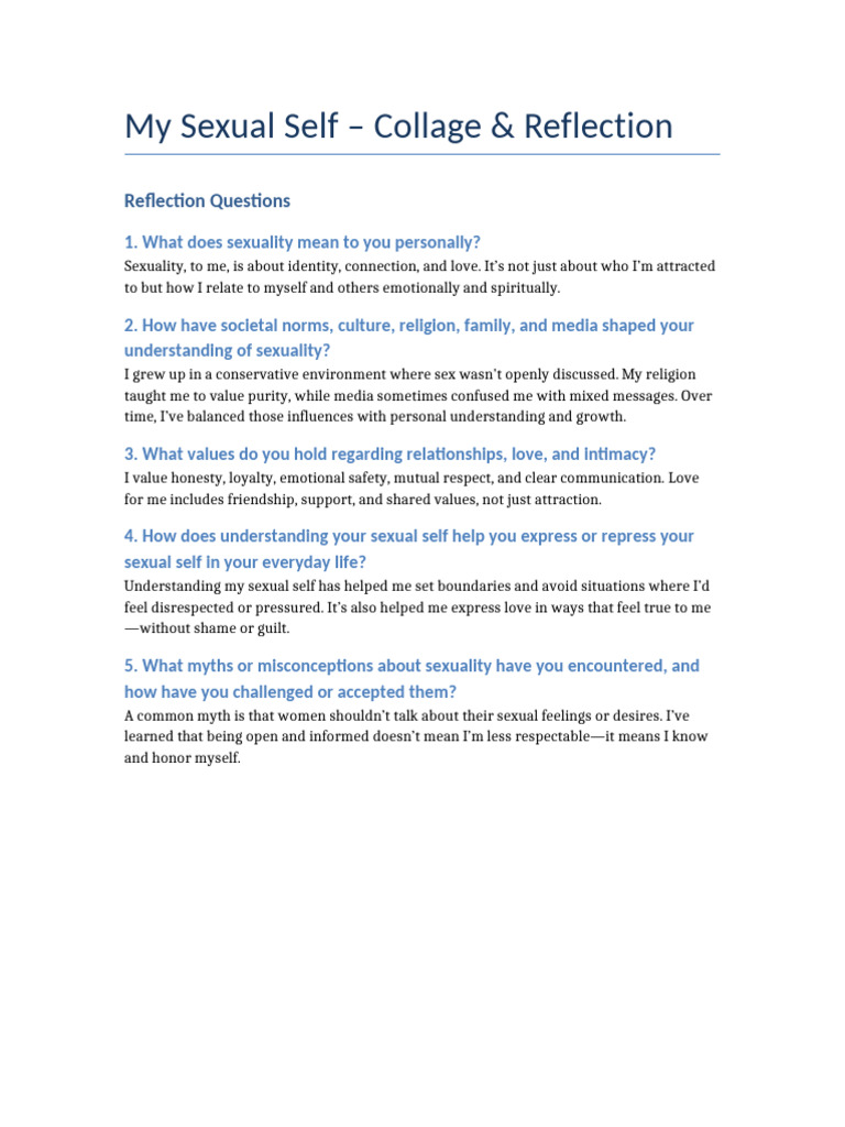 My Sexual Self Reflection | PDF