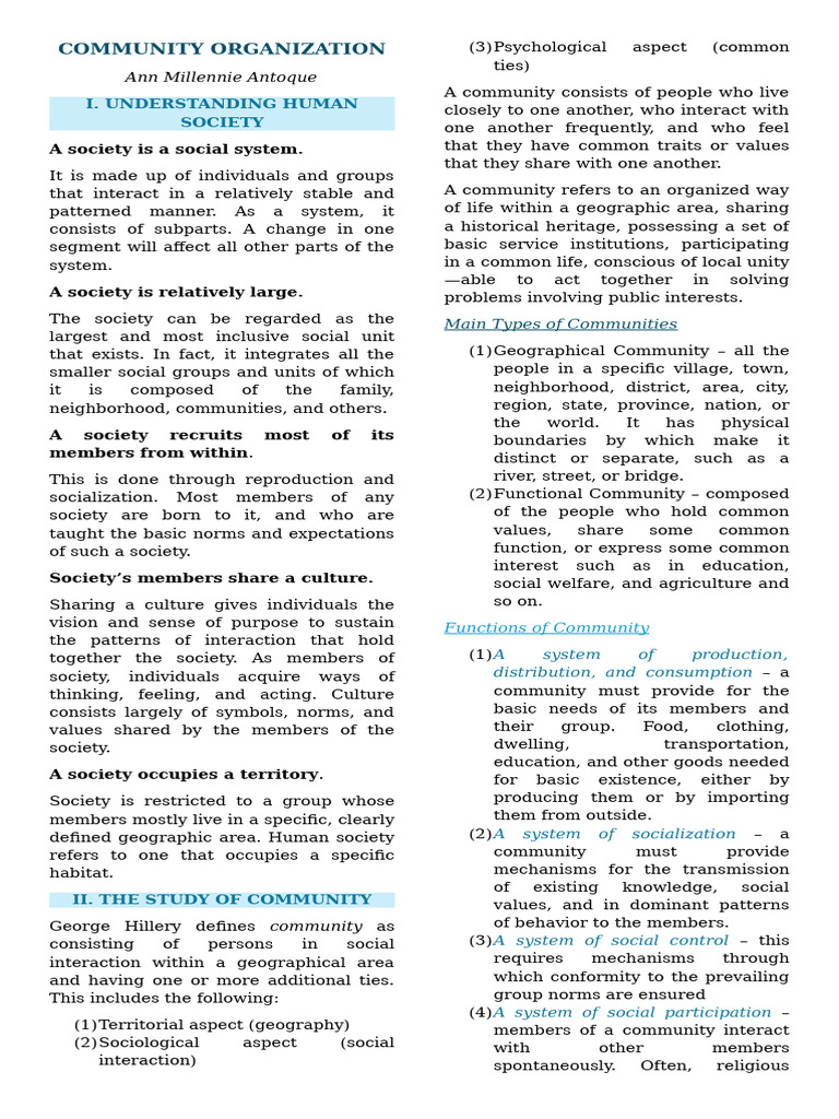 Understanding Community Organization | PDF | Community | Society