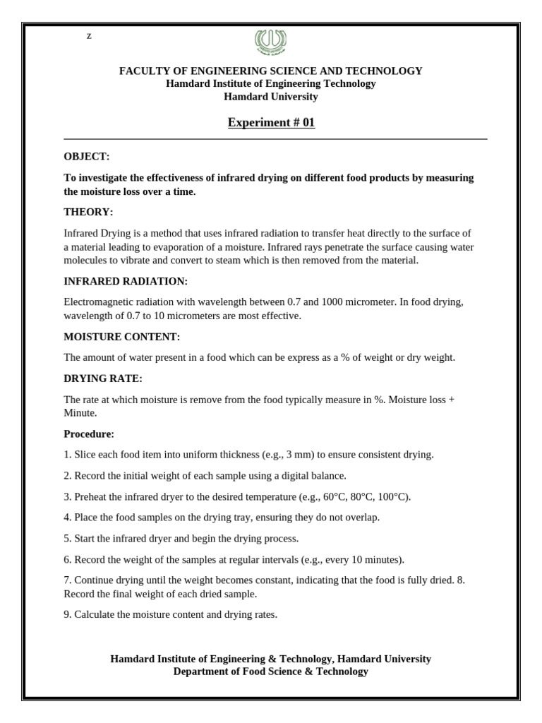 Industrial Methods of Food Preservaion Lab 1 | PDF
