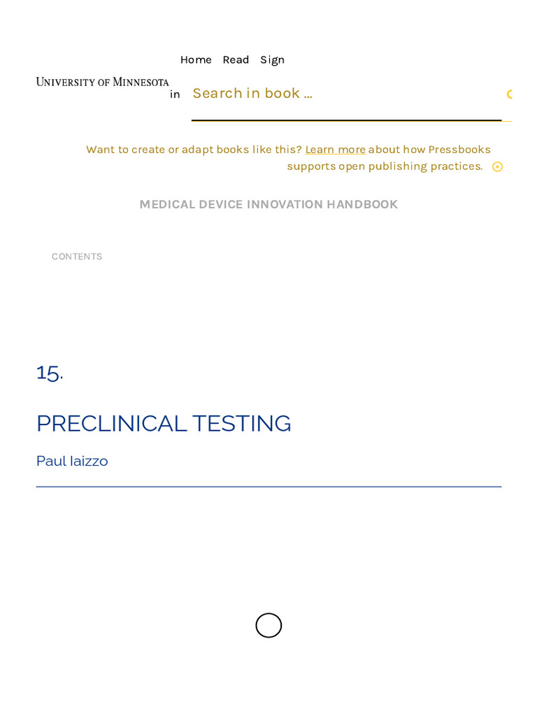 Preclinical Testing – Medical Device Innovation Handbook | PDF | Heart ...