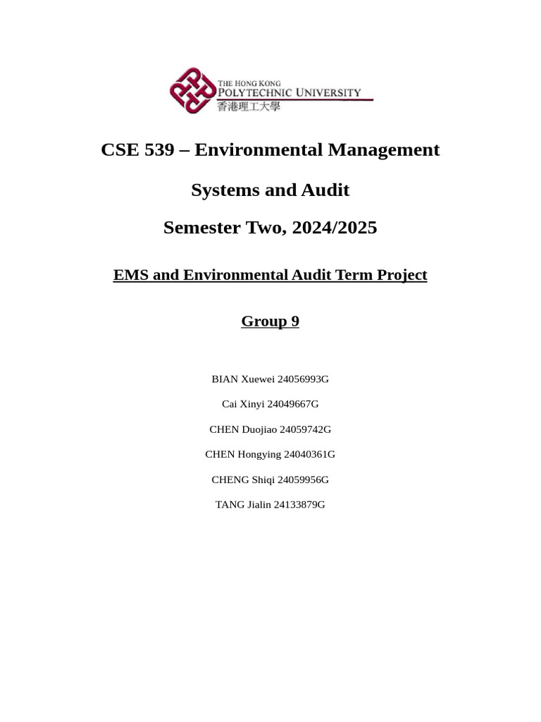 CSE539 - Group9 - EMS Case Study Report - PolyU-U Garden | PDF | Life Cycle Assessment | Energy ...
