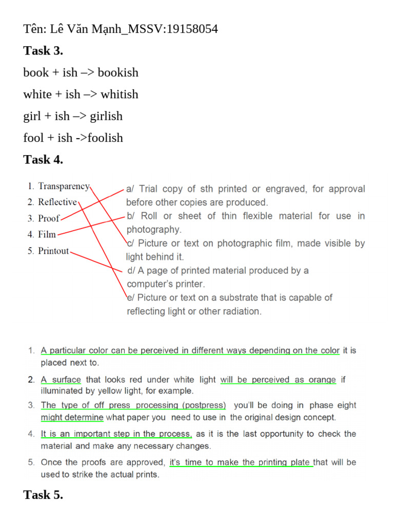 UNIT2 - Lê Văn M NH - 1915054 | PDF | Color | Light