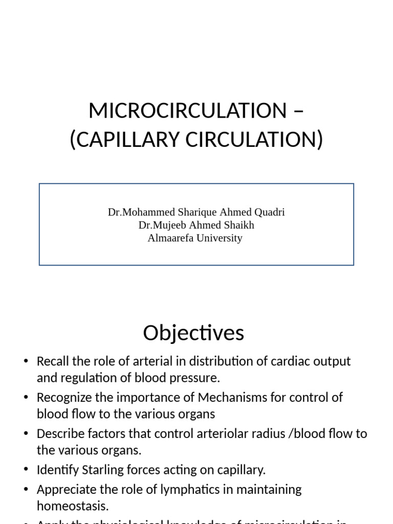Lecture 12 Microcirculation | PDF | Capillary | Lymph