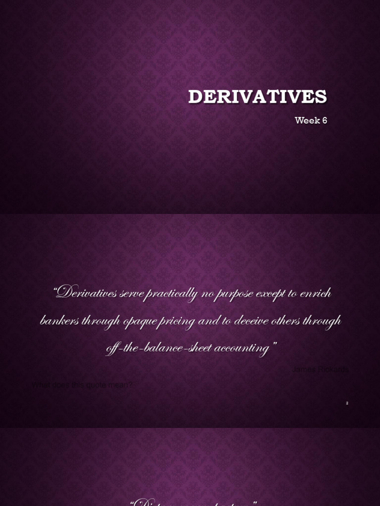 ECON3003 Derivatives - Week 6 | PDF | Option (Finance) | Put Option