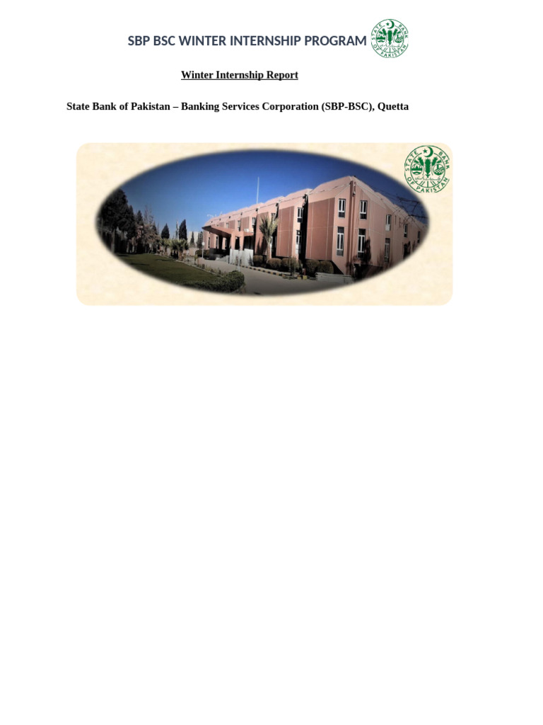 SBP Quetta Winter Internship Report 2025 | PDF | Cash | Money