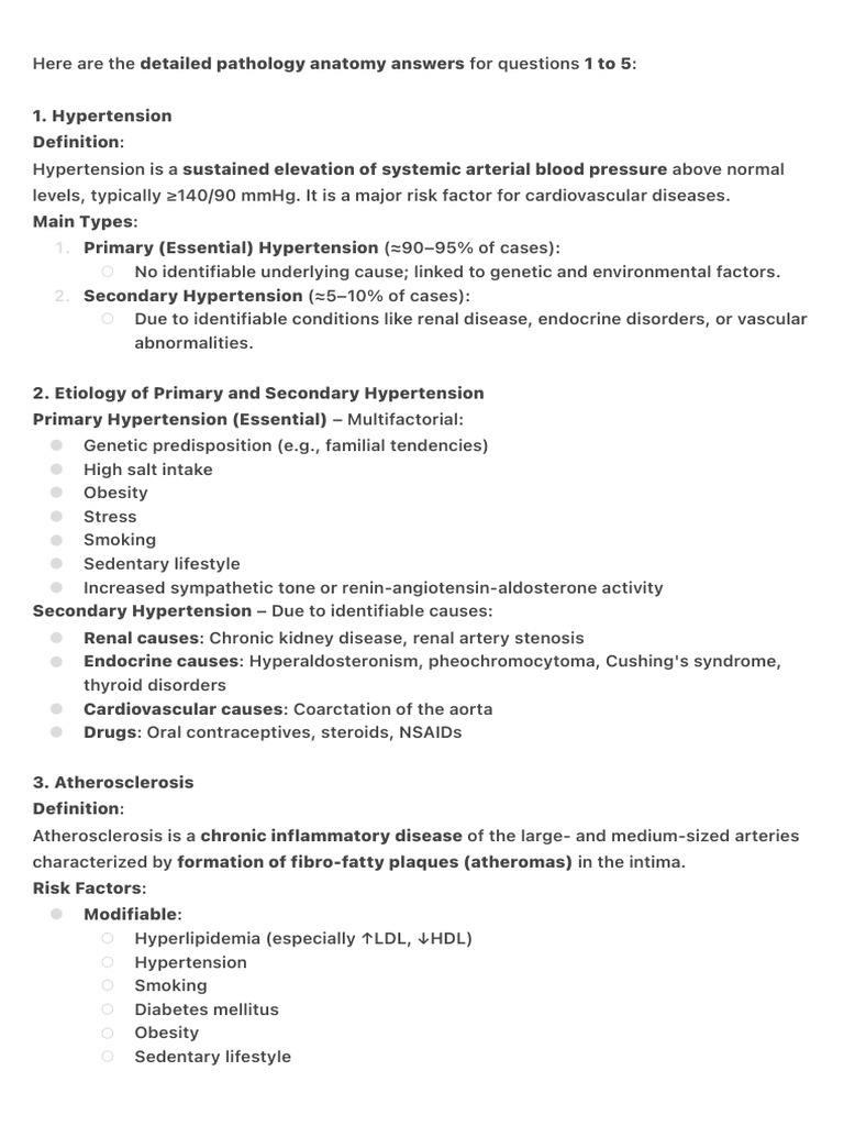 Here Are The Detailed Pathology Anatomy Answers For Questions 1 To ...