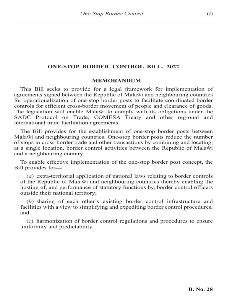 One-Stop Border Control Act 2022 | PDF | Identity Document | Freedom Of ...