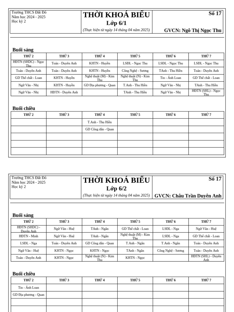 TKB L P Ngày 21 Tháng 4 | PDF