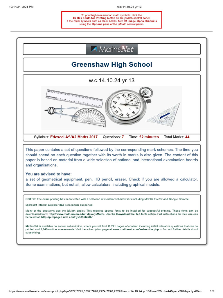 w.c.14.10.24 Yr 13 With Solutions | PDF