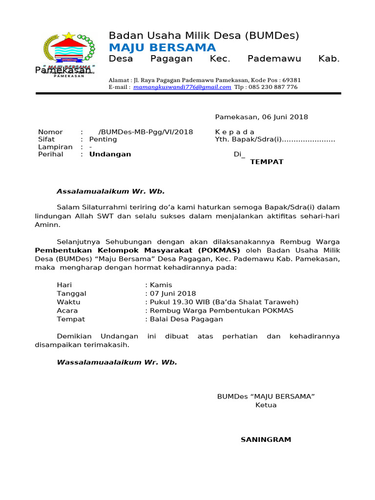 Undangan BUMDes | PDF