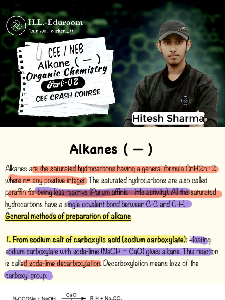 Saturated Organic Compounds - Alkanes of Organic Chemistry of Class 11 ...