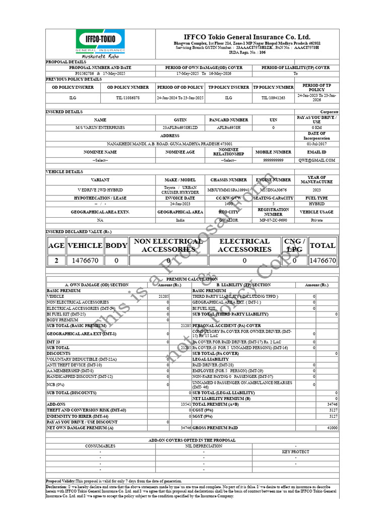 Varun Enterprises Iffco | PDF | Insurance | Vehicles