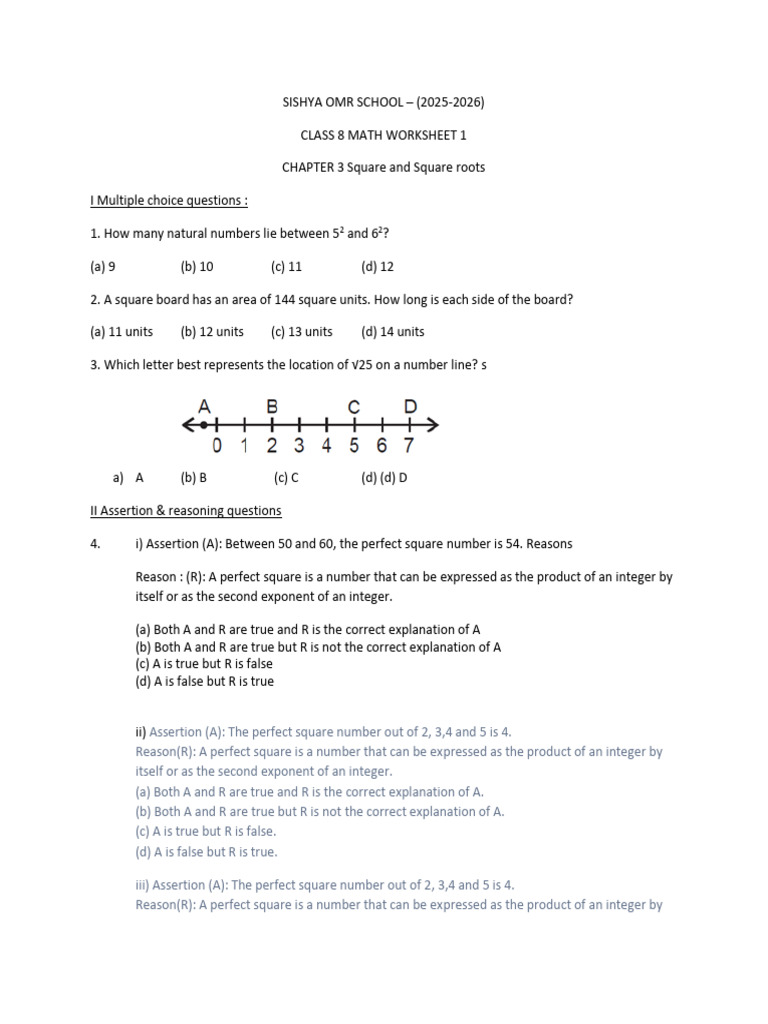 Chapter 3 Square and Square Roots (1) - 250418 - 111650 | PDF | Numbers | Square Root