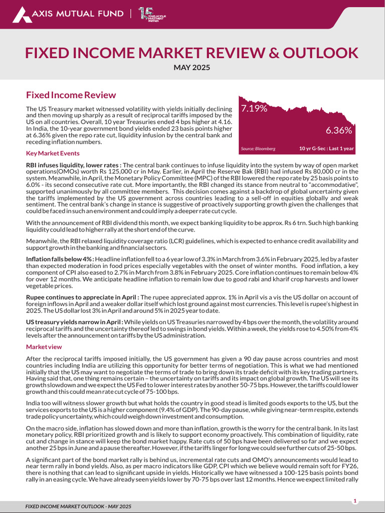 Fixed Income Market Outlook and Review - May 2025 | PDF | Bonds ...