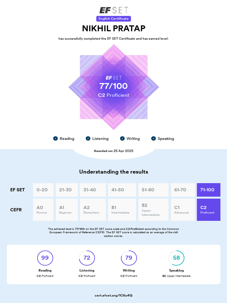EF SET Certificate | PDF