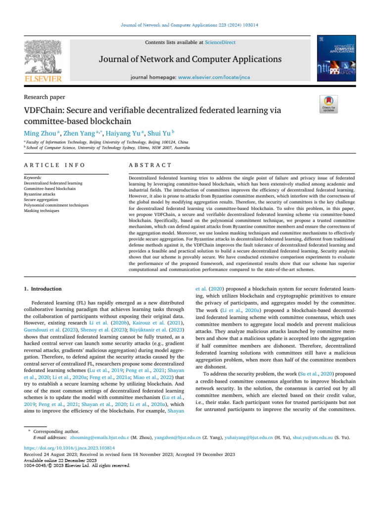 Secure And Verifiable Decentralized Federated Learning Pdf Public