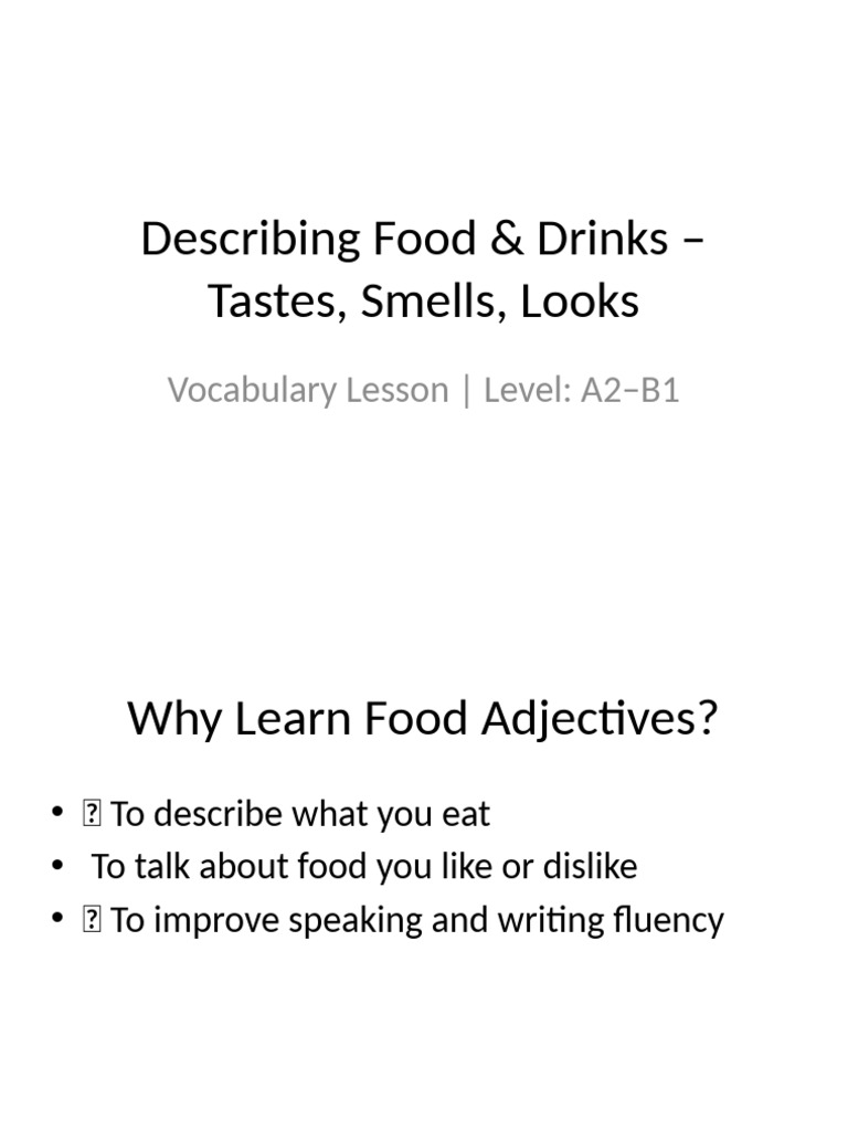 Food Adjectives Presentation | PDF