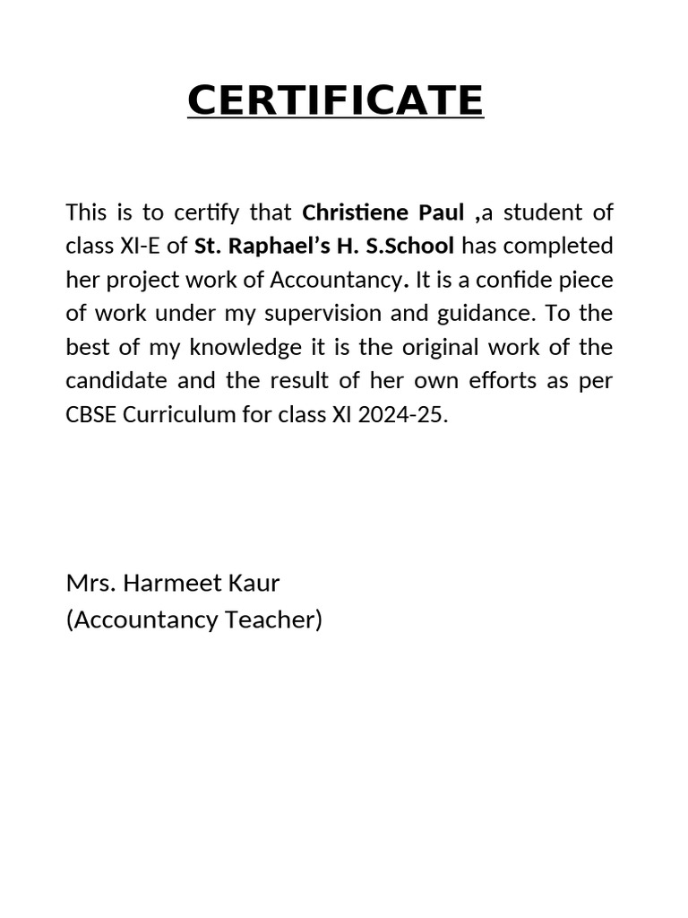 Accounts Certificate | PDF