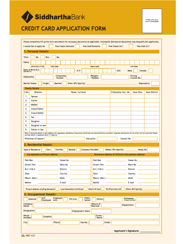 Application Form - CREDIT CARD | PDF