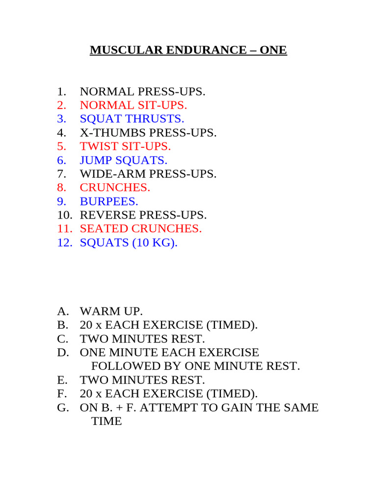 Muscular Endurance One | PDF