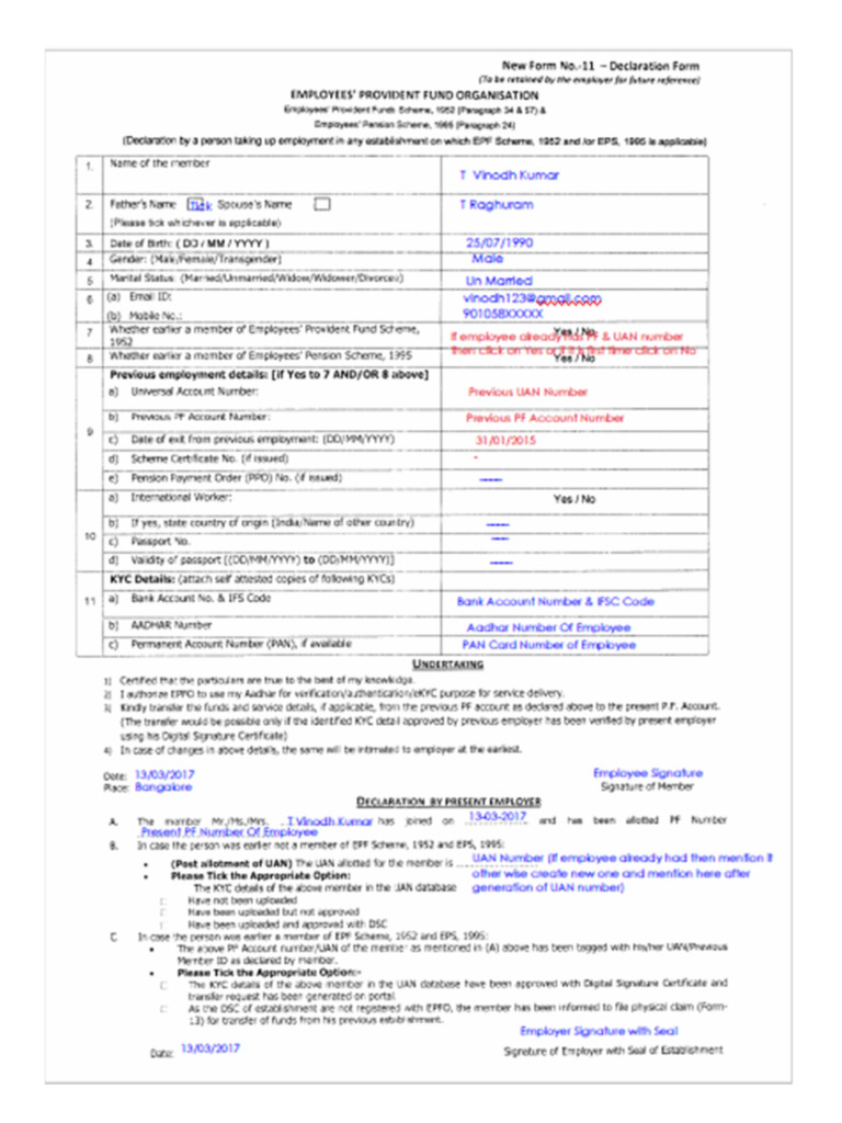 EPF Form 11 | PDF