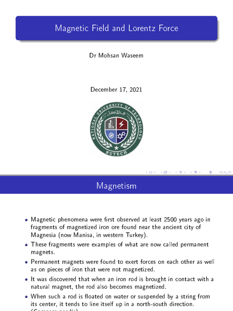 Week6 MagneticField and Lorentz Force | PDF | Magnetism | Magnetic Field