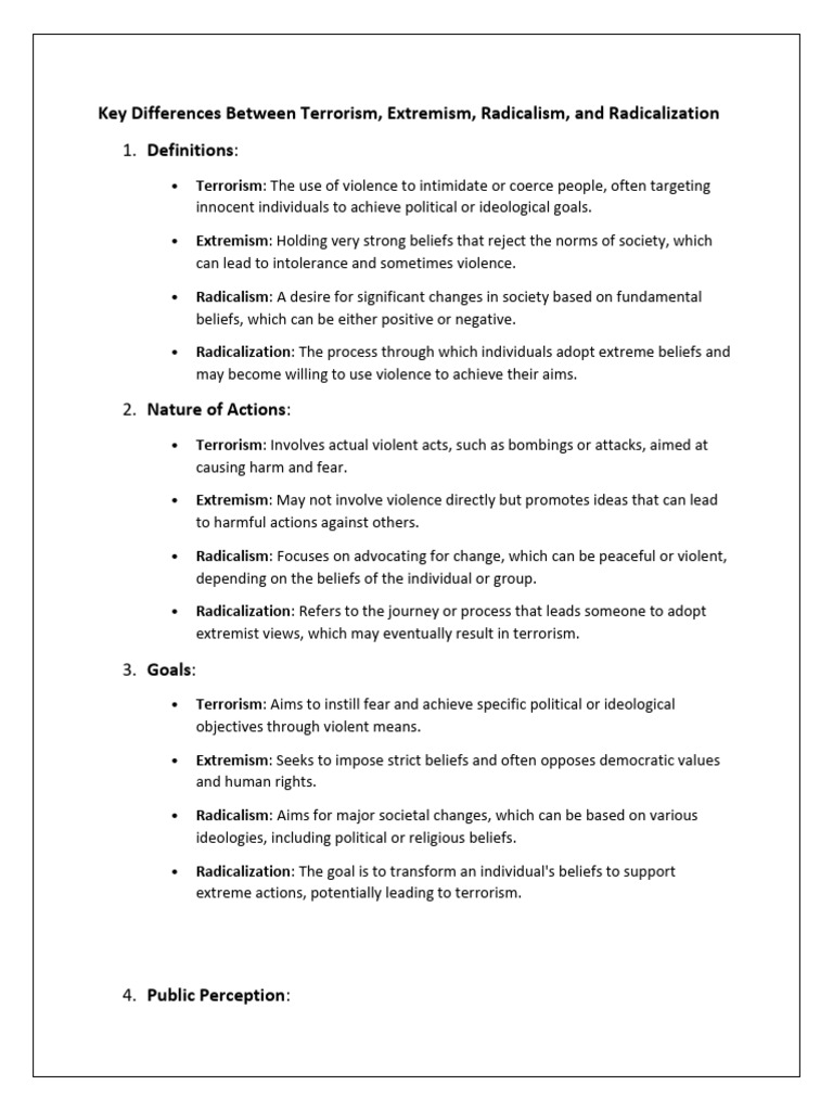 Key Differences Between Terrorism, Extremism, Radicalism, and ...