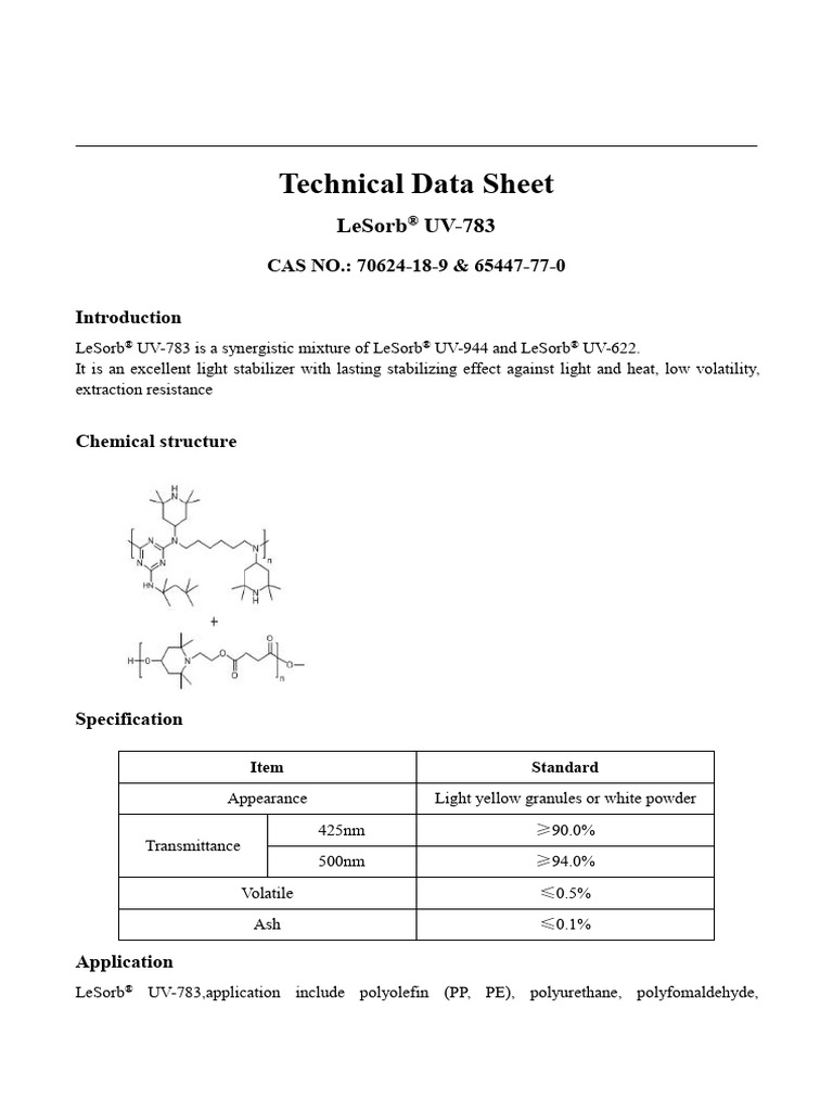 TDS Light Stabilizer 783 | PDF