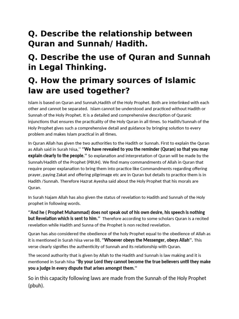Relationship Between Quran & Sunnah 2024 PSM | PDF | Quran | Islam