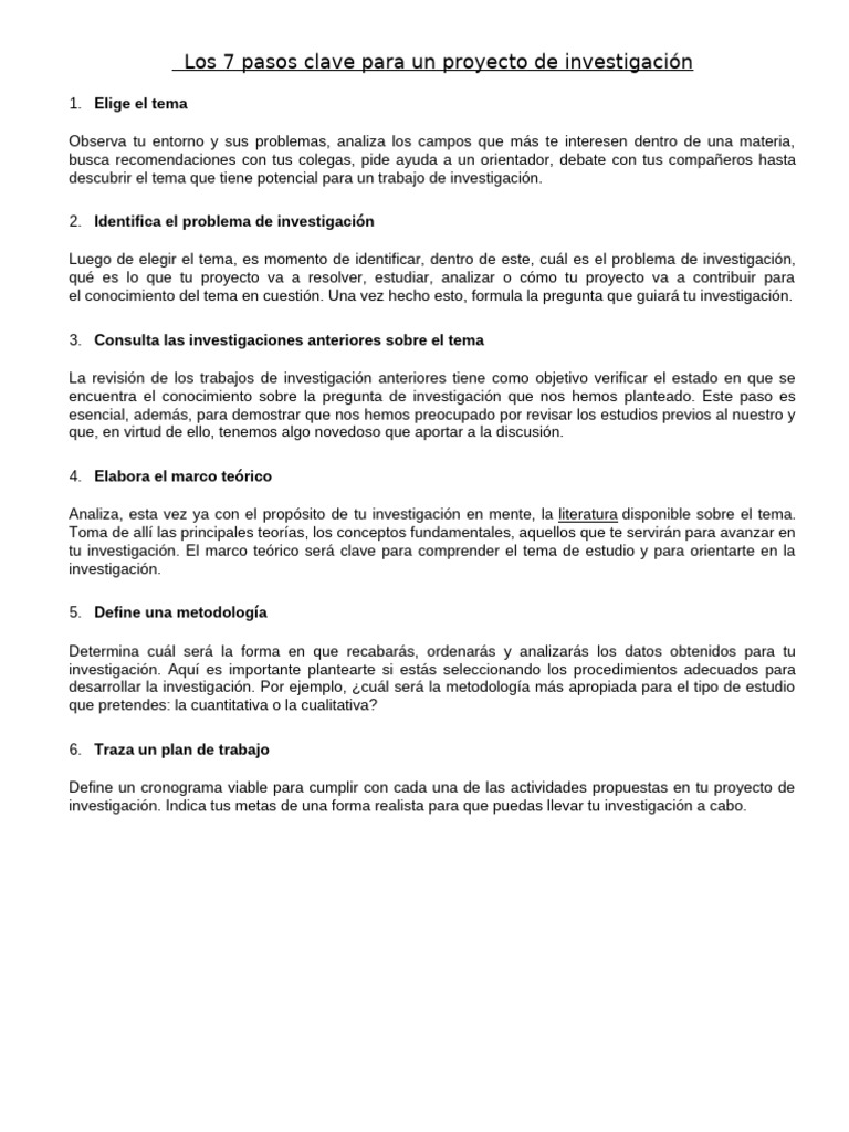 7 Pasos para un Proyecto de Investigación | PDF | Teoría | Veneno