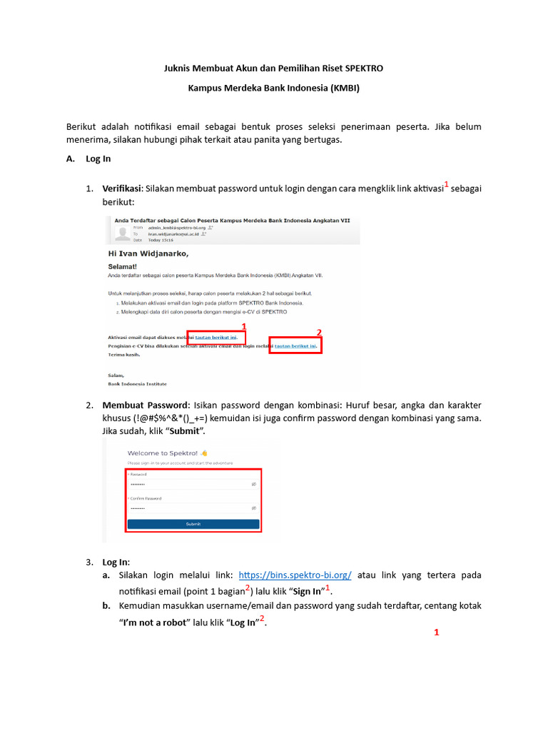 Juknis Membuat Akun Dan Pemilihan Riset SPEKTRO KMBI | PDF