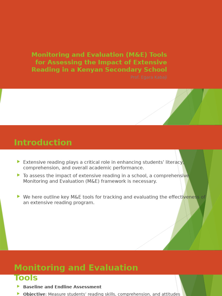 Monitoring and Evaluation of Extensive Reading in Schools | PDF | Focus Group | Evaluation
