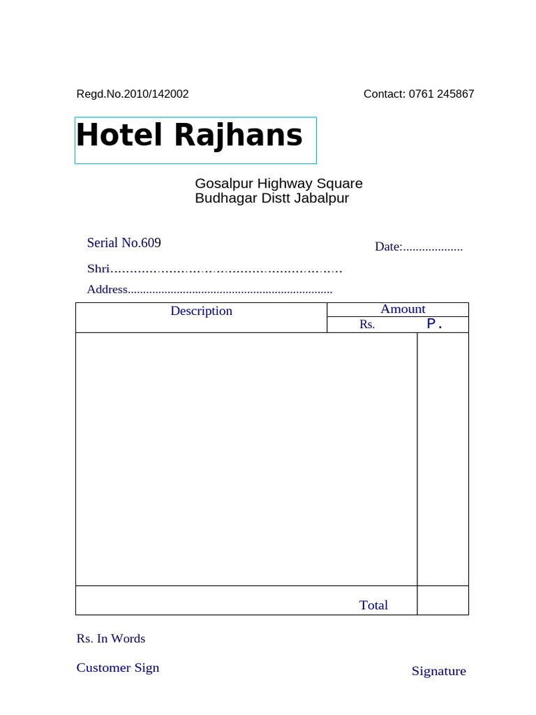 Hotel Bill | PDF