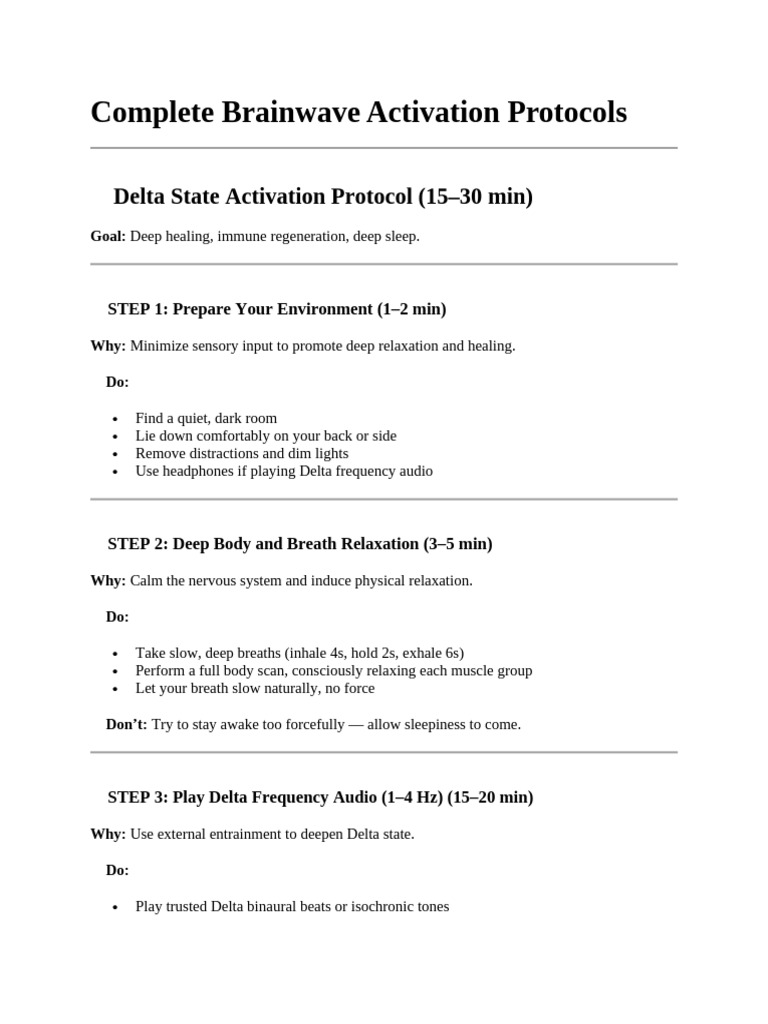 Complete Brainwave Activation Protocols | PDF | Sleep | Meditation